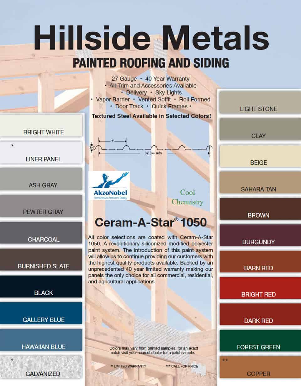 Metal Roofing Color Chart - Hillside Metal Roofing
